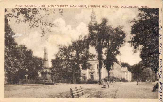 First Parish Church and Soldier's Monument - Dorchester Atheneum